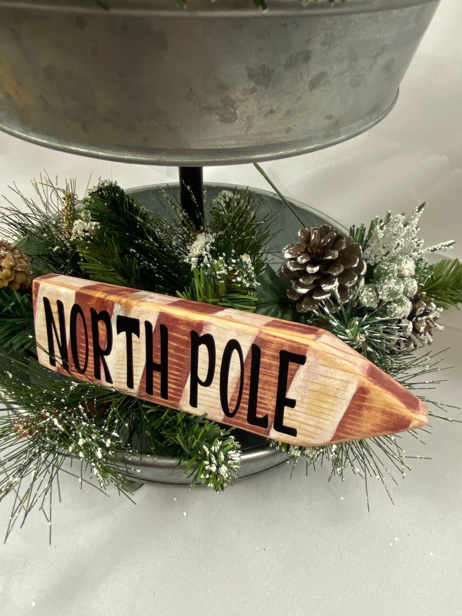 North Pole Sign for Tiered Tray, Wood Christmas Decor, Holiday Shelf ...