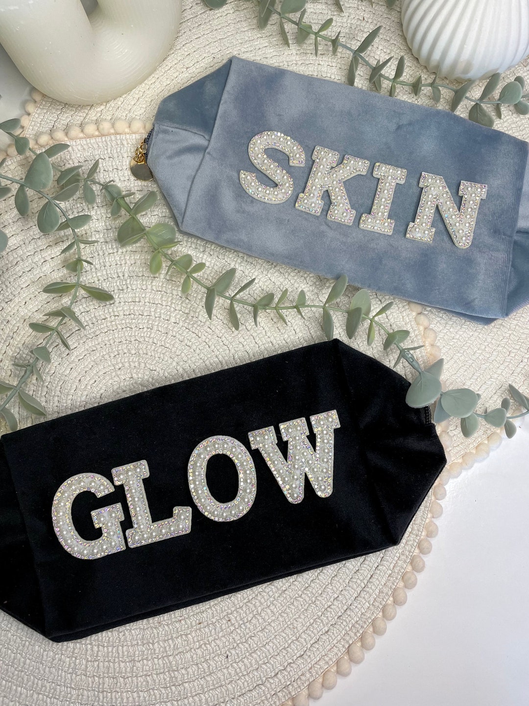 Personalised Embellished Velvet Make up Bag - Etsy