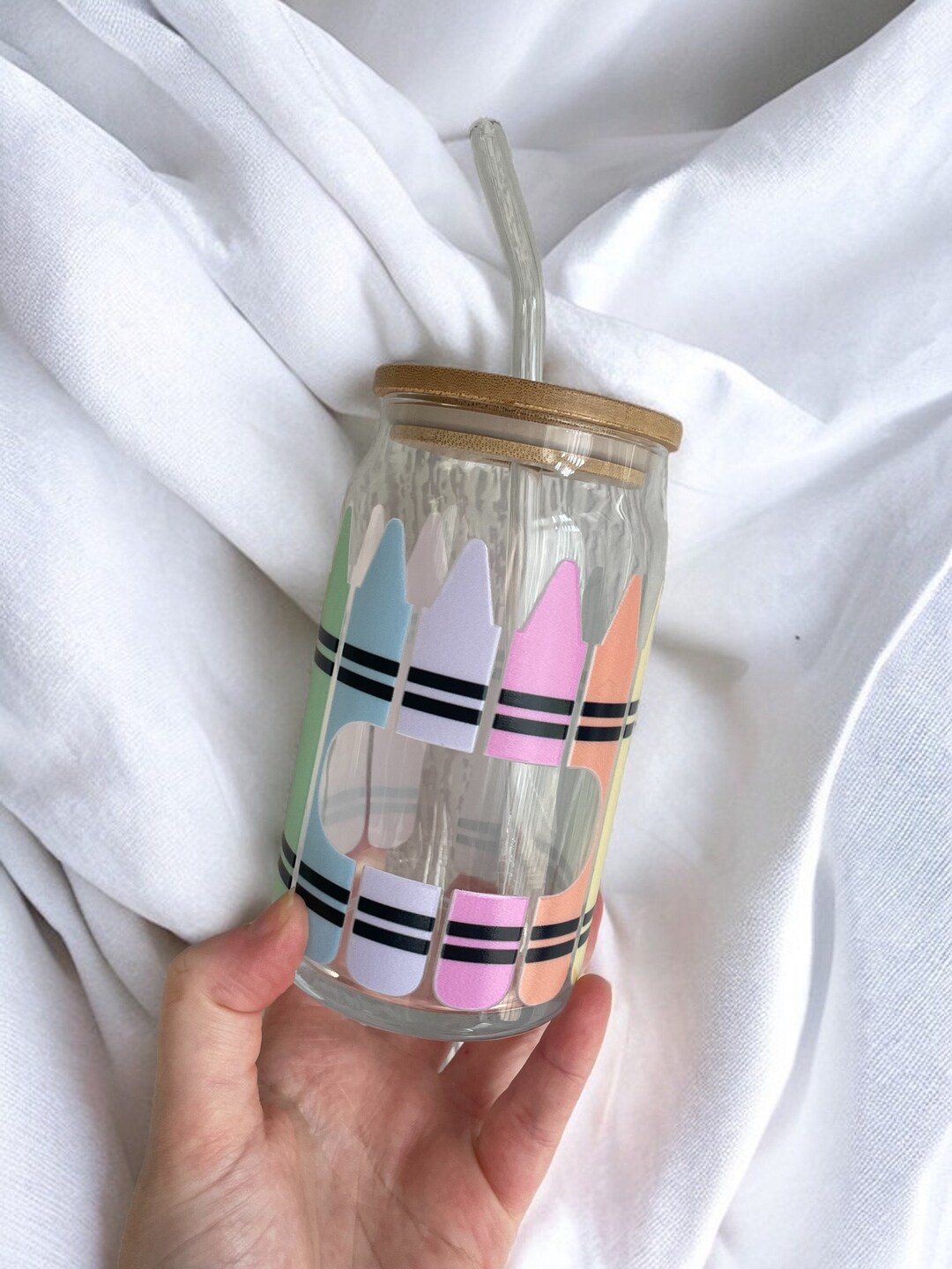 Personalised Crayon Libby Glass and Straw- Teacher Gifts - Etsy