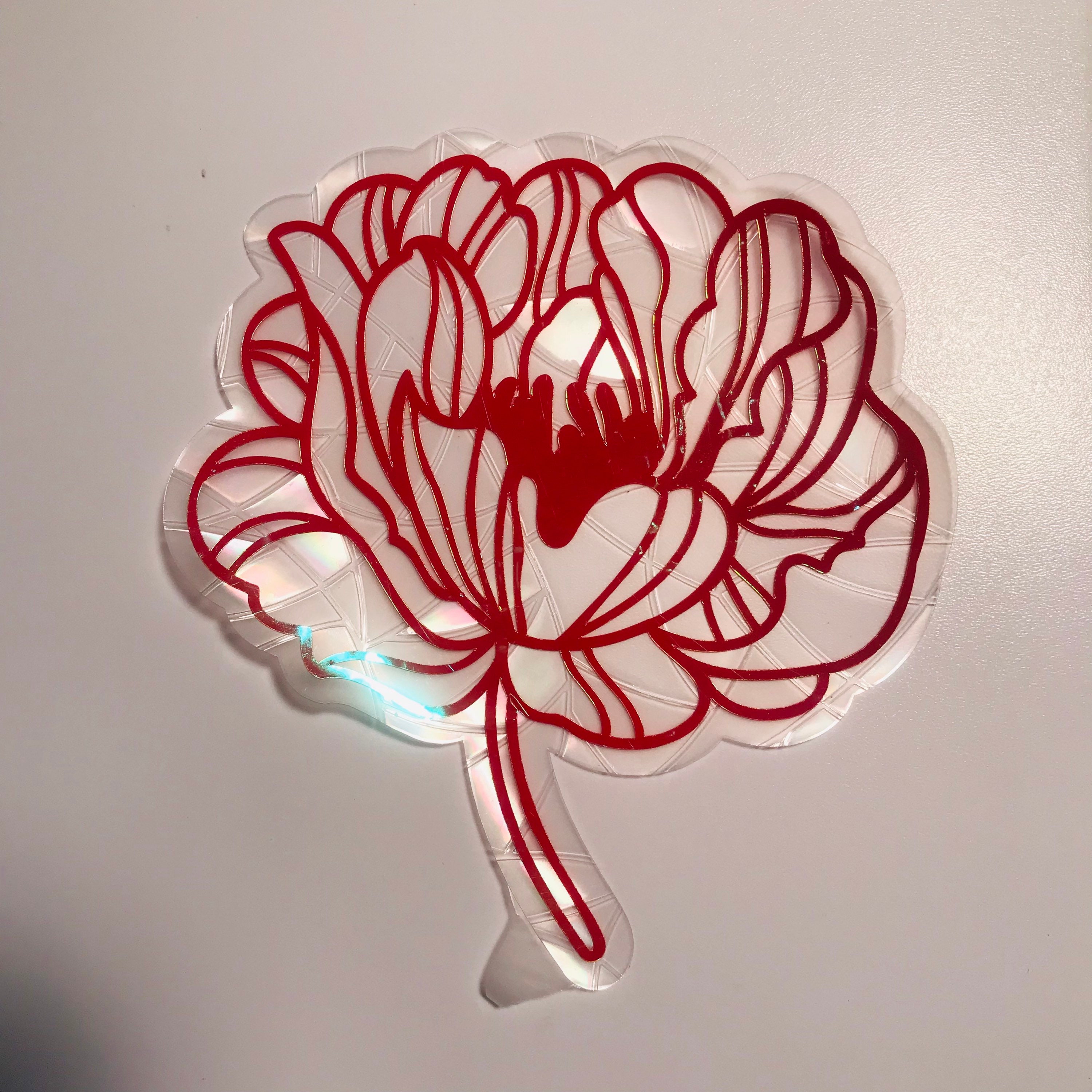 3 Red Flower Holographic Window Clings Prism Rainbow Maker | Etsy