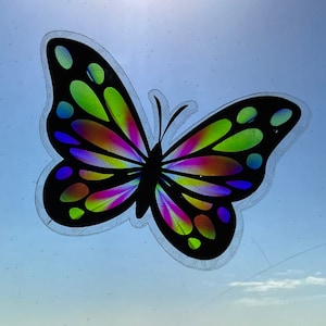 Rainbow Butterfly Prism Window Cling Suncatcher Stained Glass Effect ...