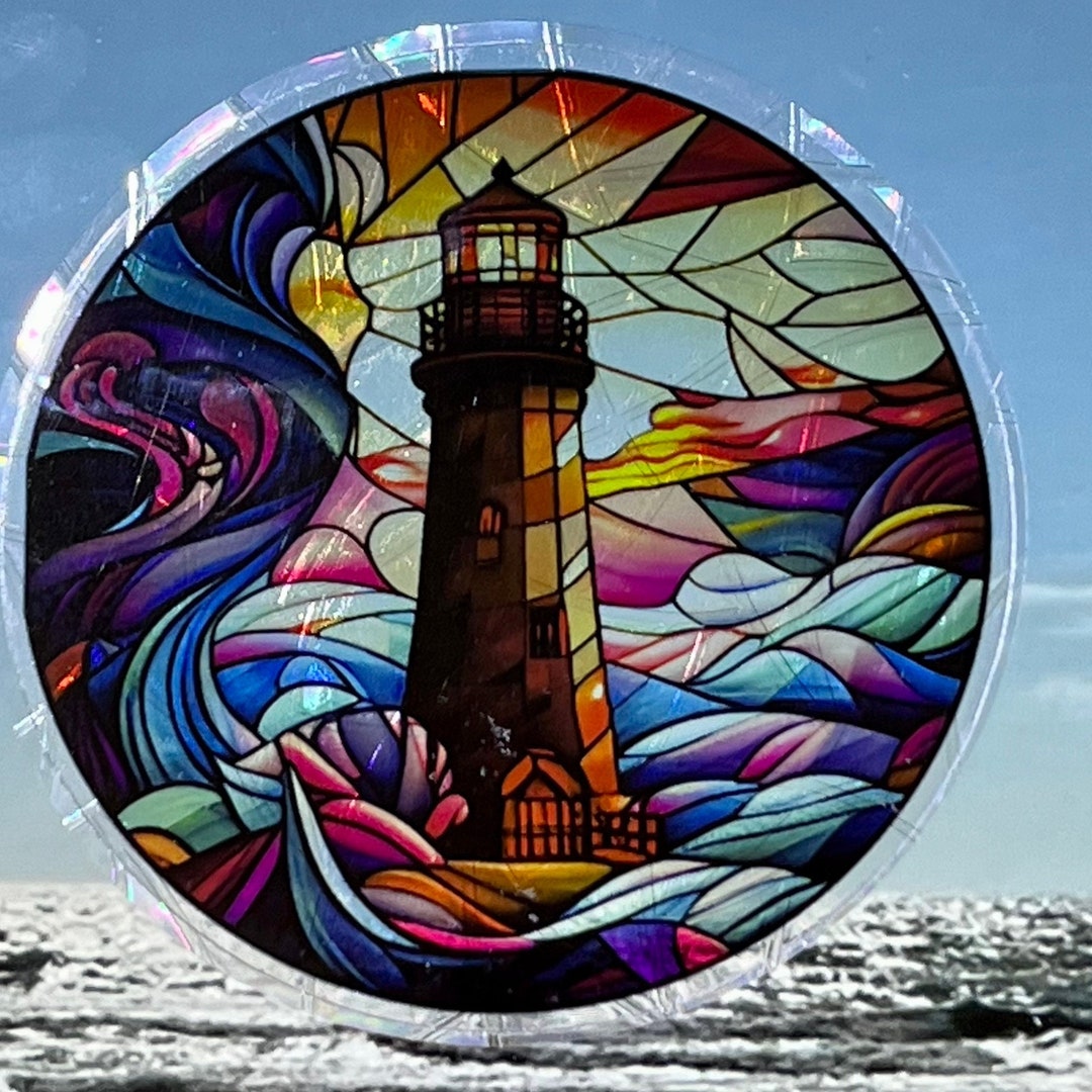 Lighthouse Prism Window Cling Suncatcher Stained Glass Effect UV ...