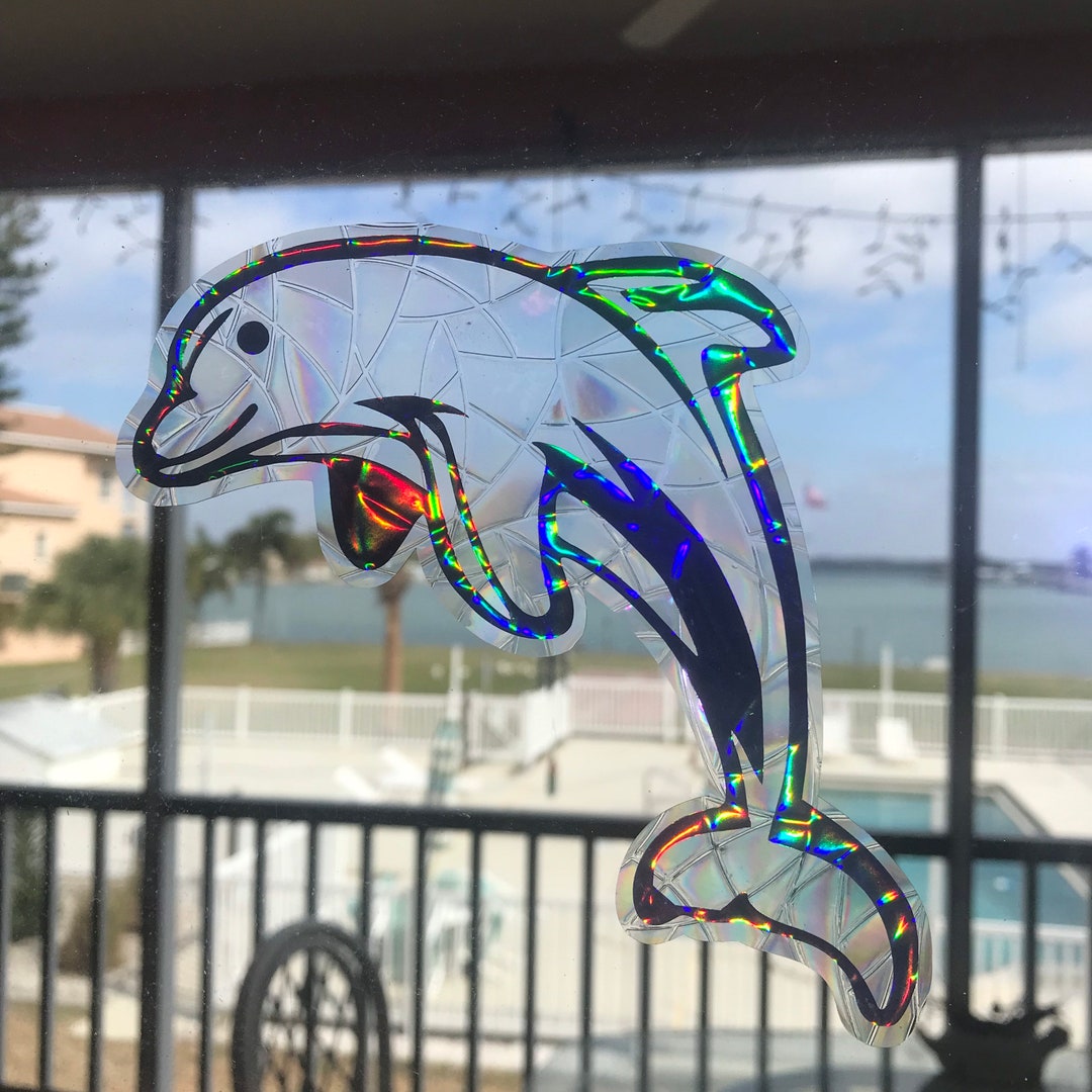 Dolphin Suncatcher Window Cling, Prism Holographic Rainbow Maker ...