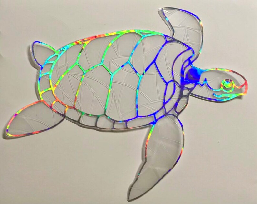 Sea Turtle Suncatcher Window Clings, Prism Holographic Rainbow Maker ...