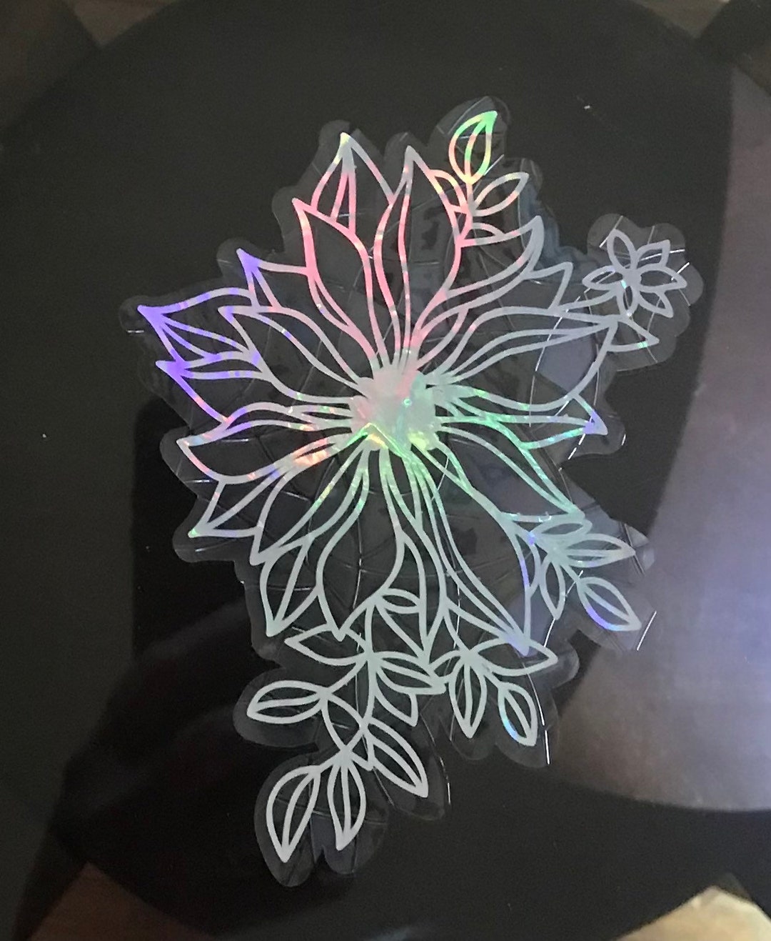 Floral Rainbow Holographic Window Cling, Prism Rainbow Maker, Static ...