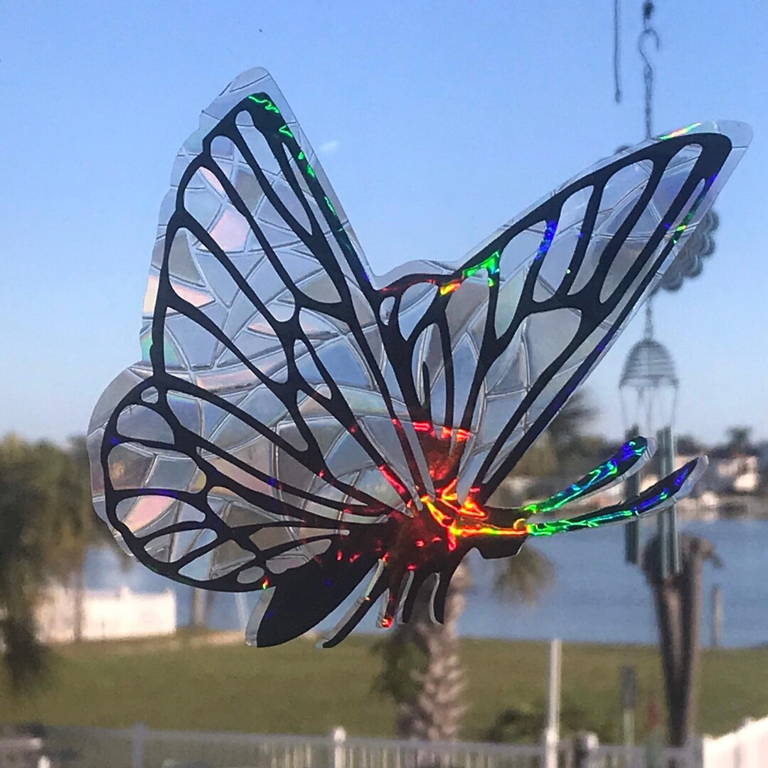 Butterfly Window Clings Suncatcher Sticker, Prism & Holographic Rainbow ...
