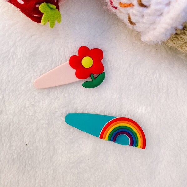 Rainbow Hair Clips - Etsy