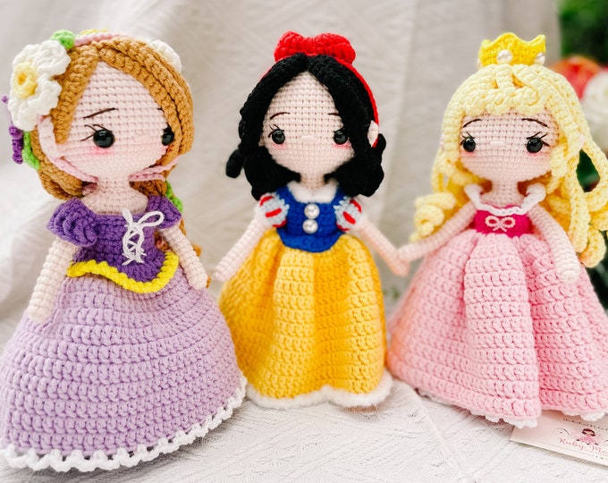 Crochet Princess Doll, Disney Princess Amigurumi, Aurora, Snow White ...