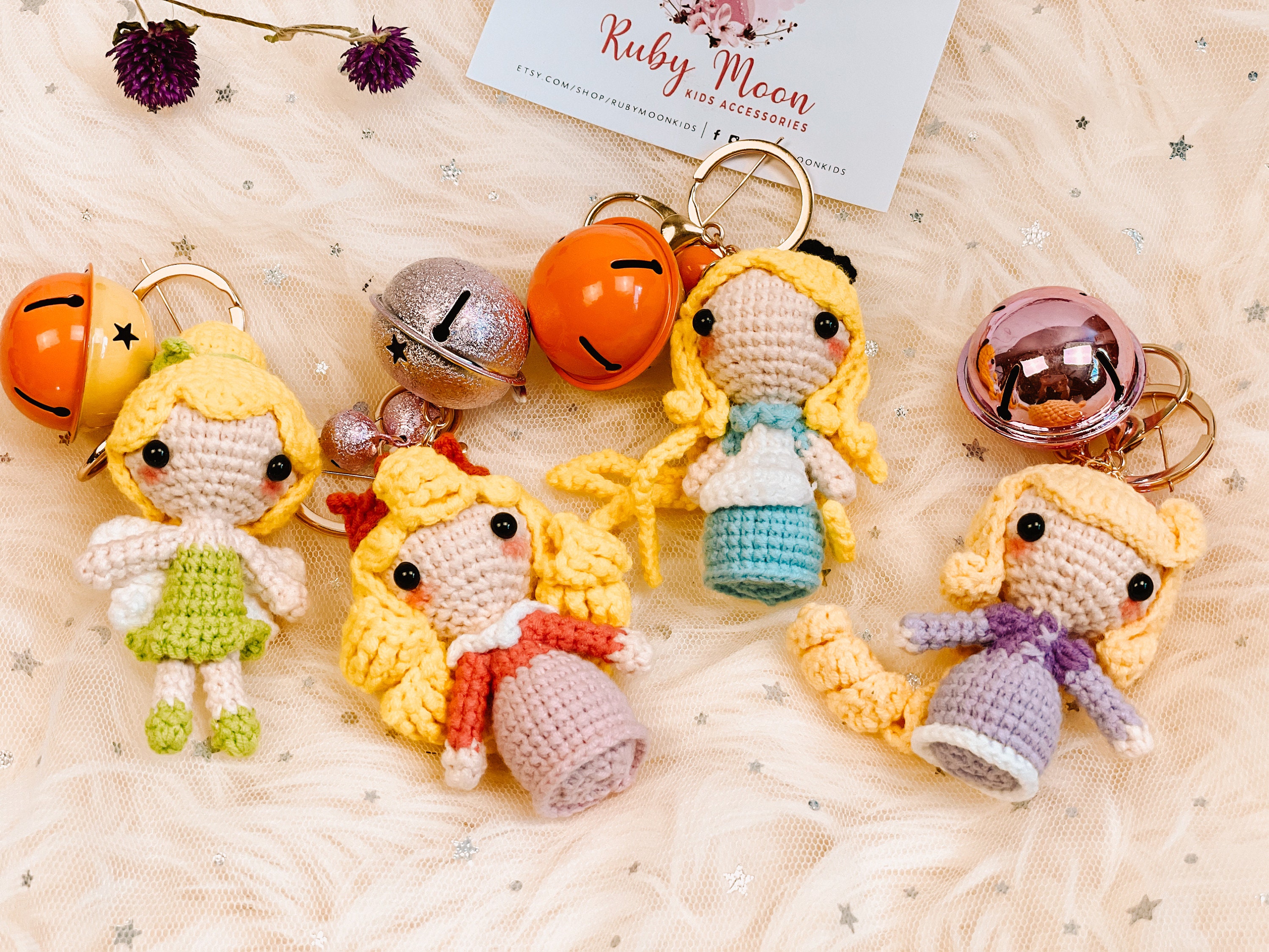 Crochet doll keychain Disney princess keyring amigurumi | Etsy