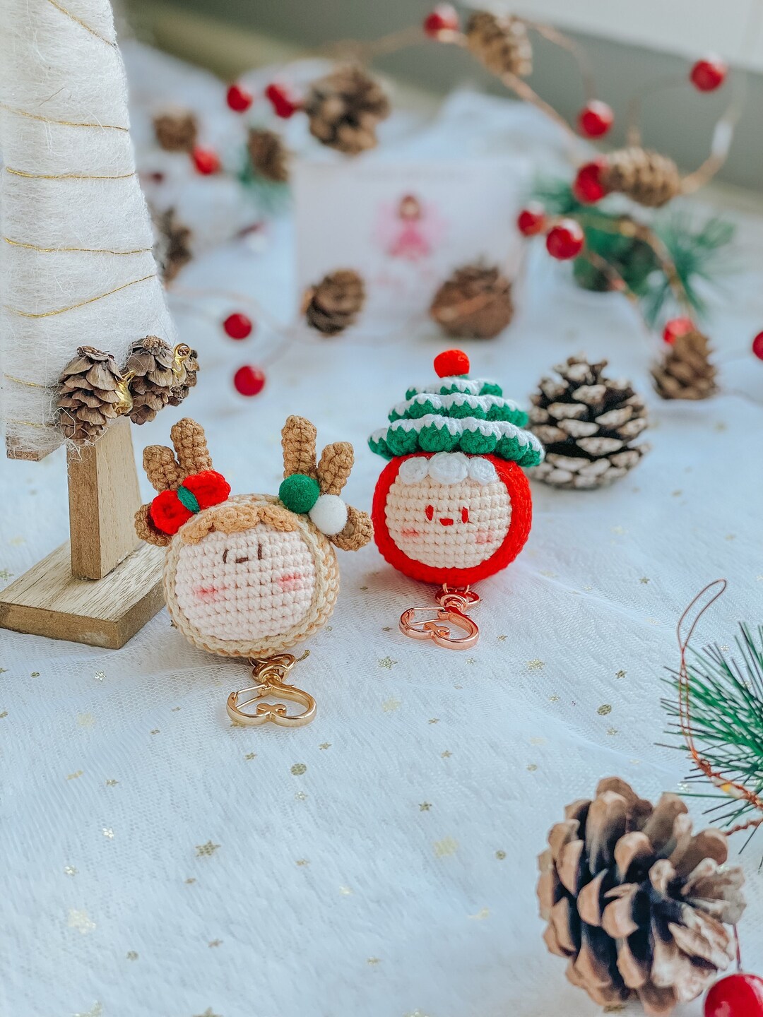 Crochet Cute Christmas Keychain, Reindeer Keychains, Crochet Backpack ...