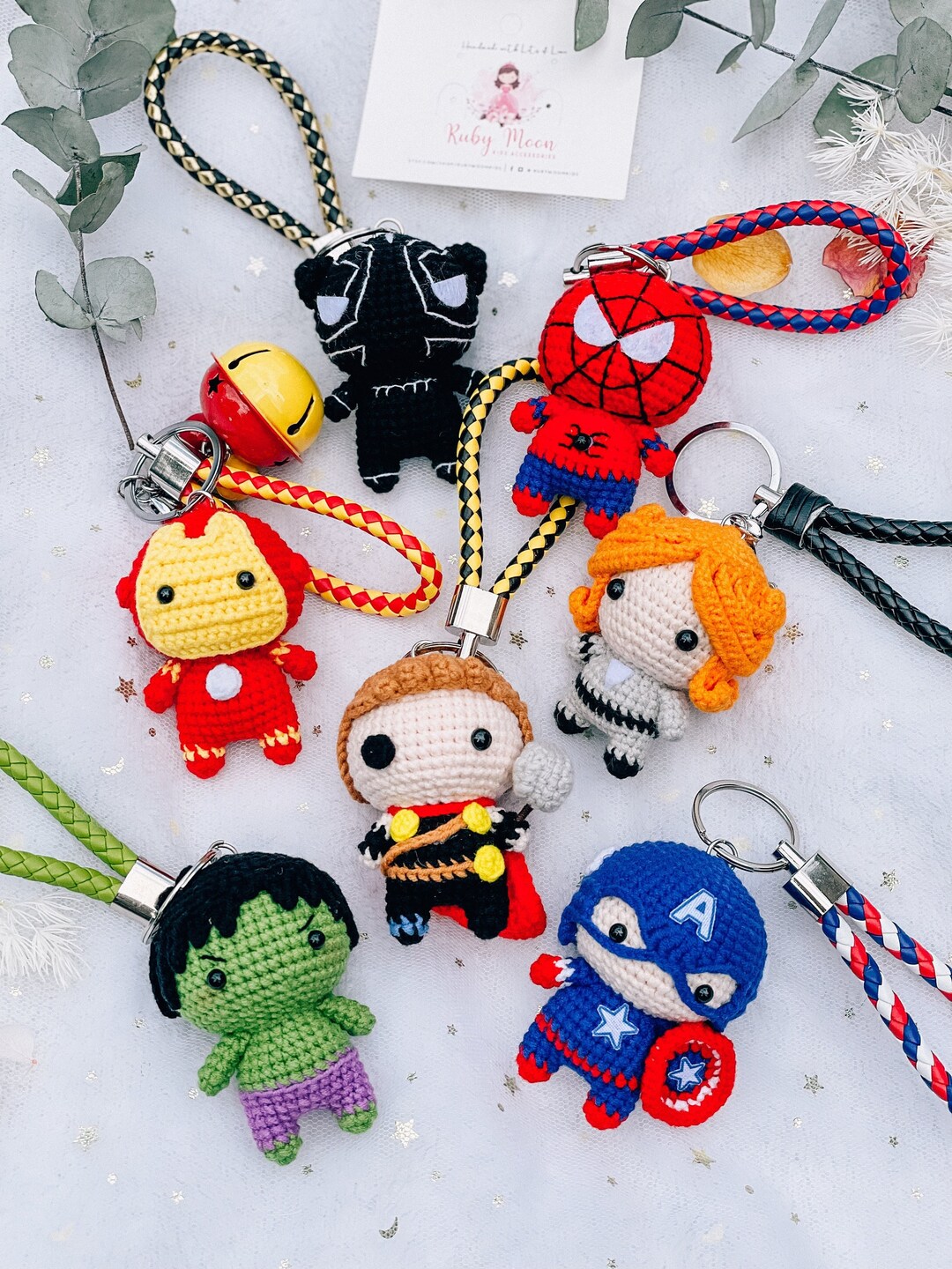 Marvels Crochet Keychain, Captain America, Spiderman Keychain, Hulk ...
