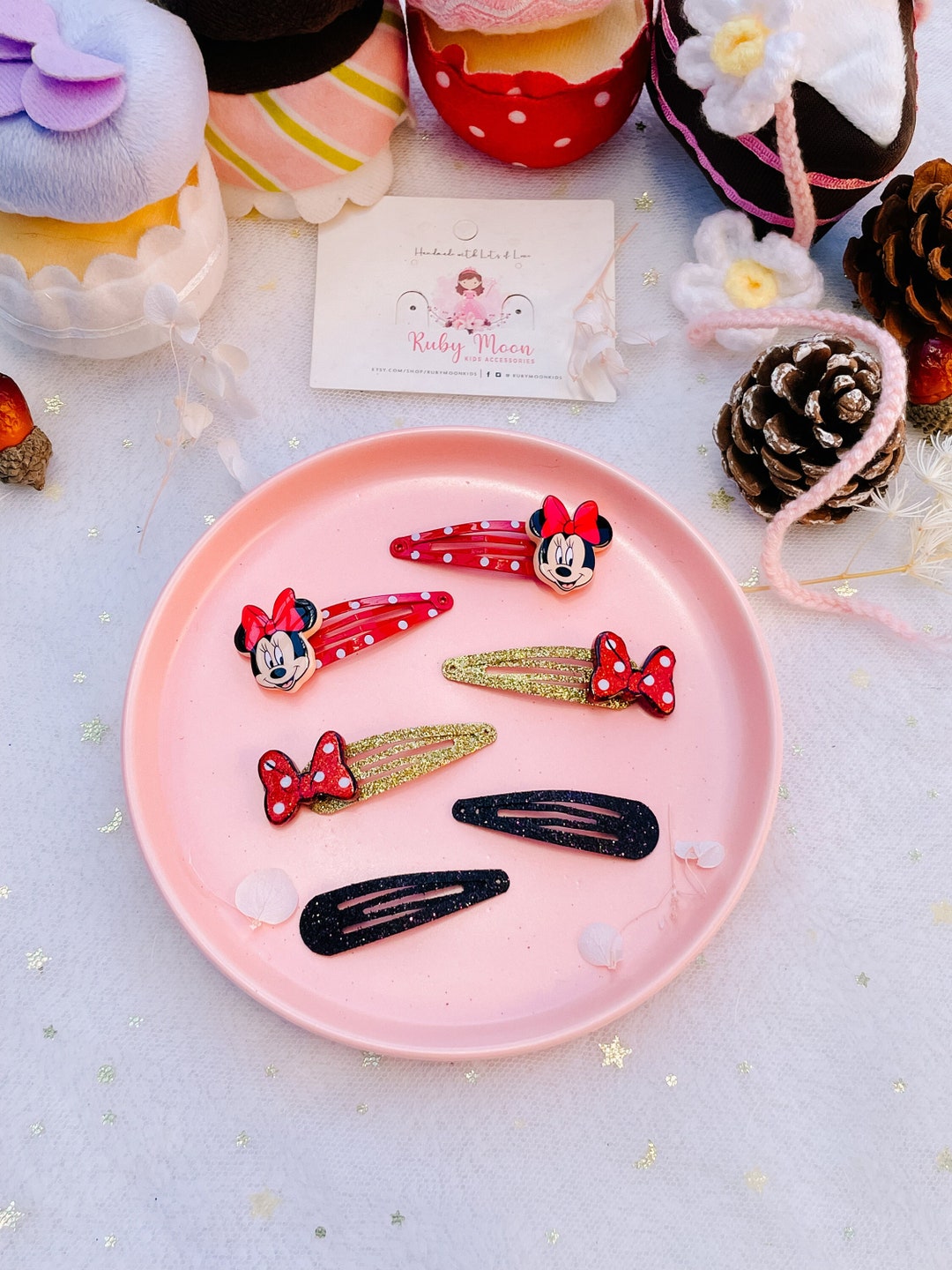 6pcs Minnie Mouse Hair Clips for Baby and Toddler, Mouse Head Baby Hair ...