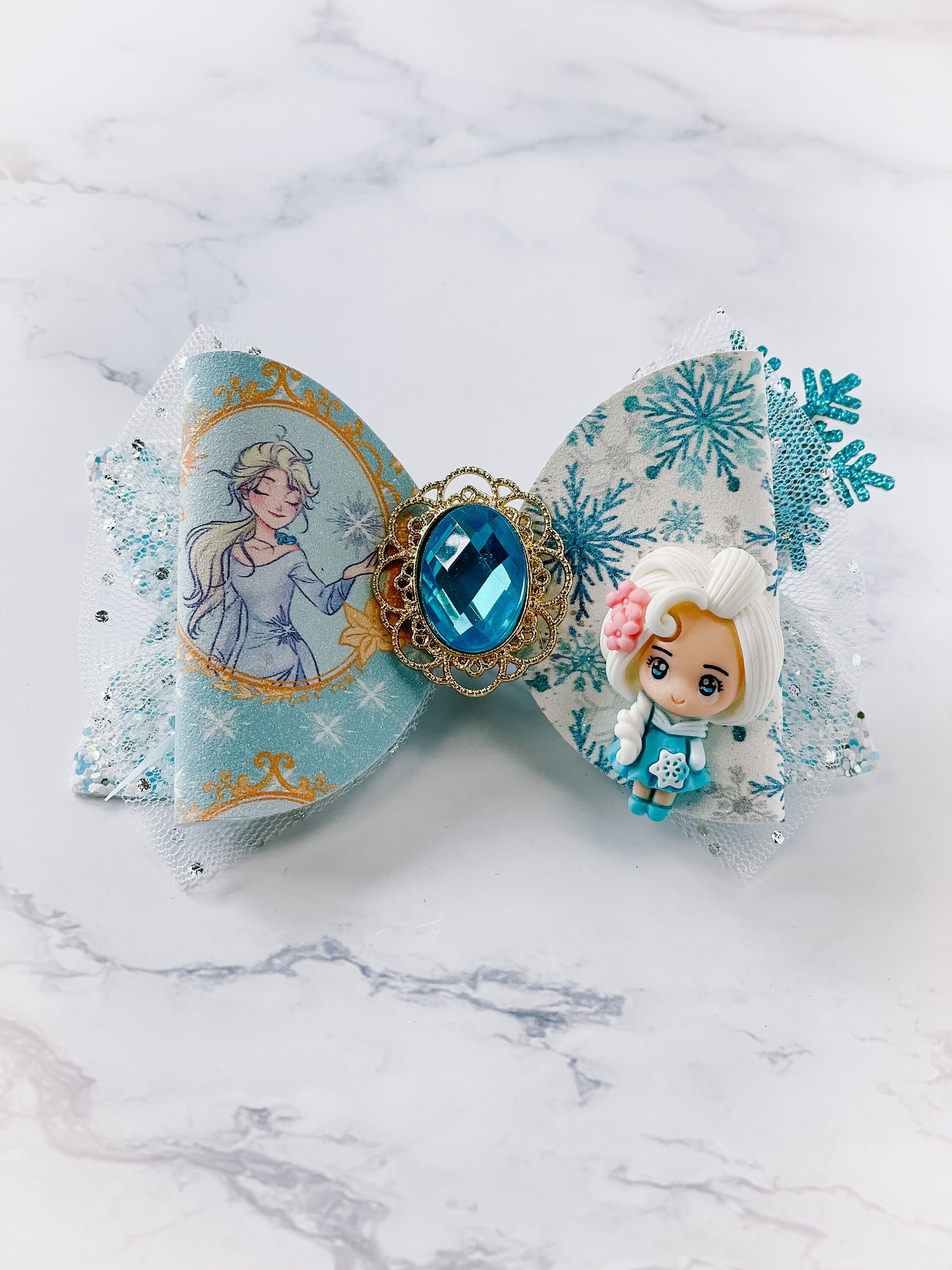 Elsa Hair Bow Gift Set: Handmade Snowflake Snap Clips - Etsy