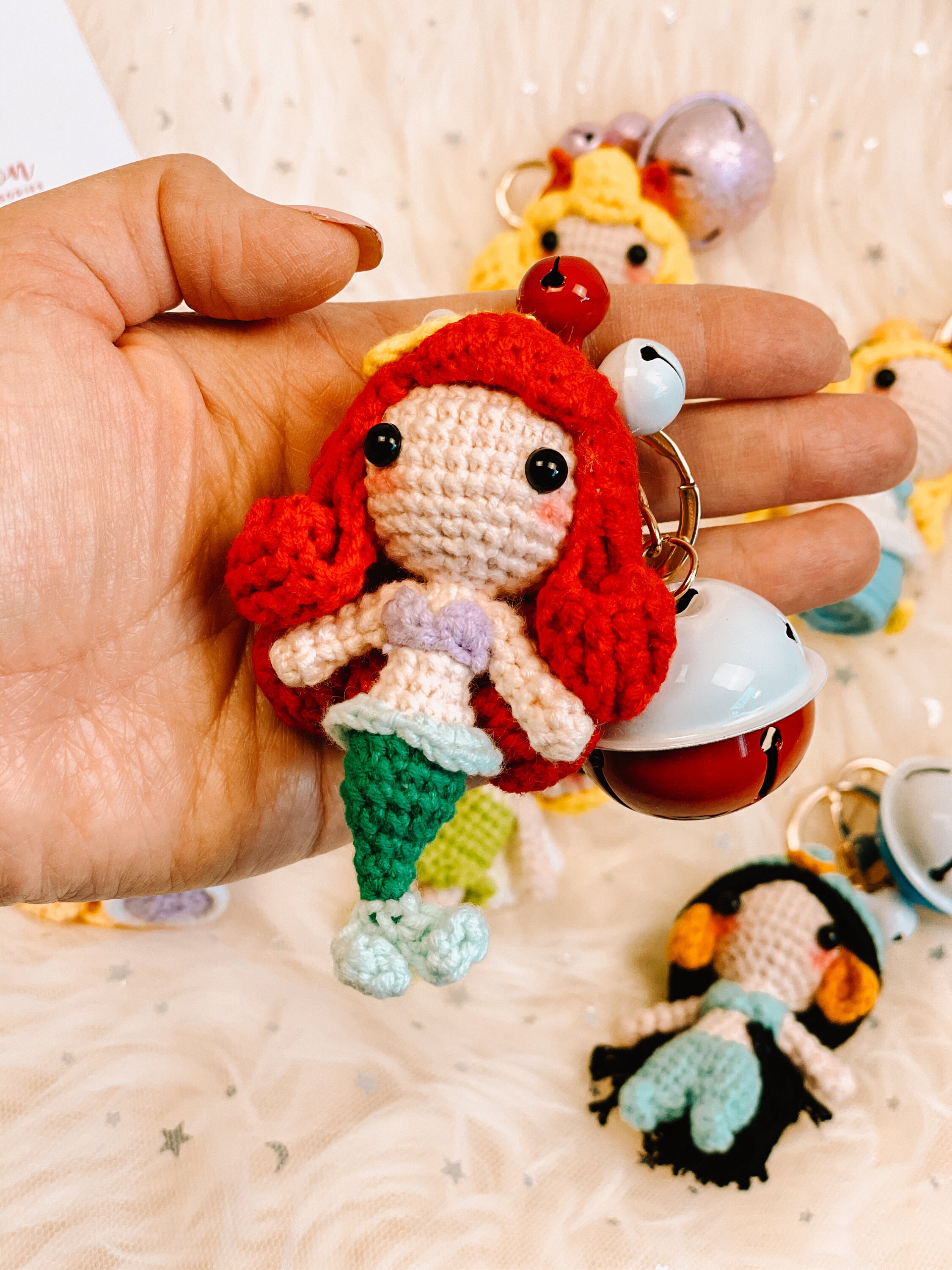Crochet doll keychain Disney princess keyring amigurumi | Etsy