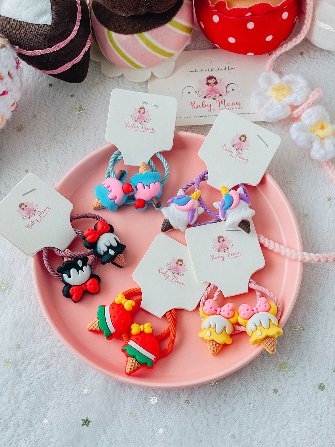 Ice Cream Hair Ties: Minnie Mouse Bows, Toddler Hair Accessories - Set ...