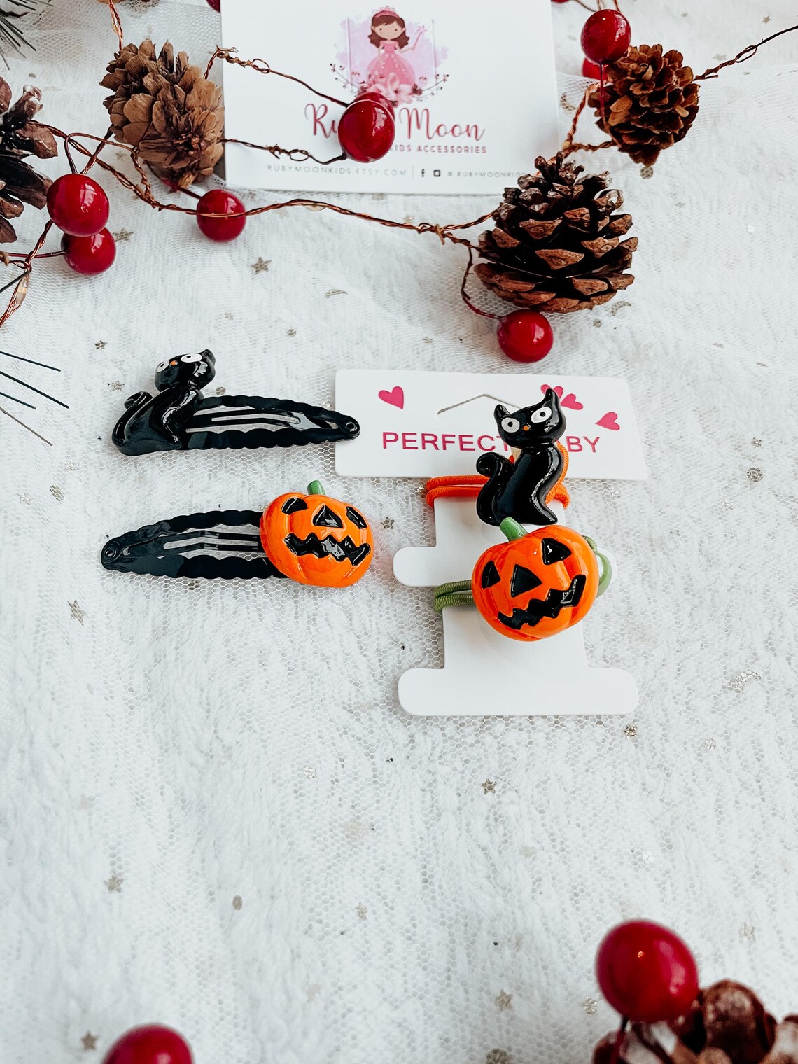 Halloween Hair Clips: Pumpkin & Cat Snap Clips, Toddler Costume - Etsy