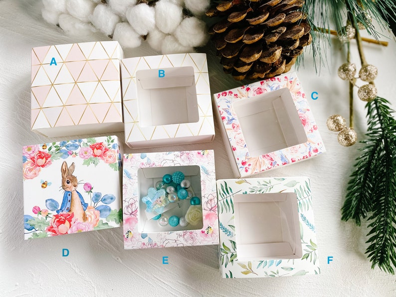 Floral Print Gift Box: Cardboard Favor Box With Window (9cm) - Etsy