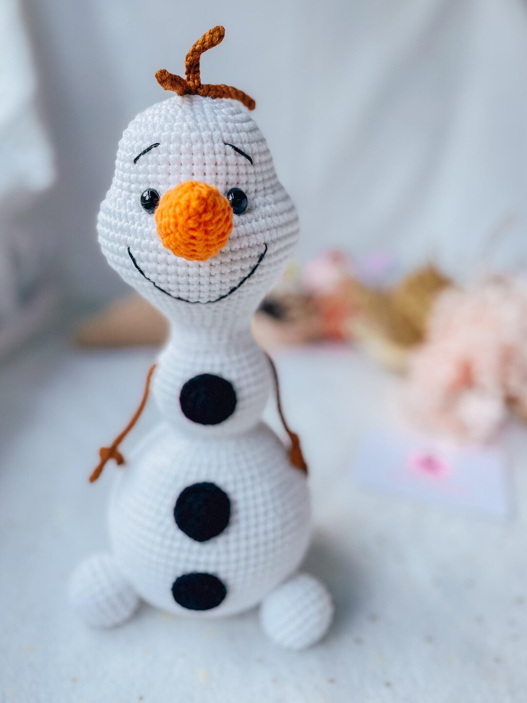 Crochet Olaf Doll: Handmade Frozen Snowman Toy, Nursery Decor - Etsy