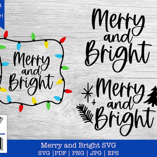 Merry and Bright Svg - Etsy