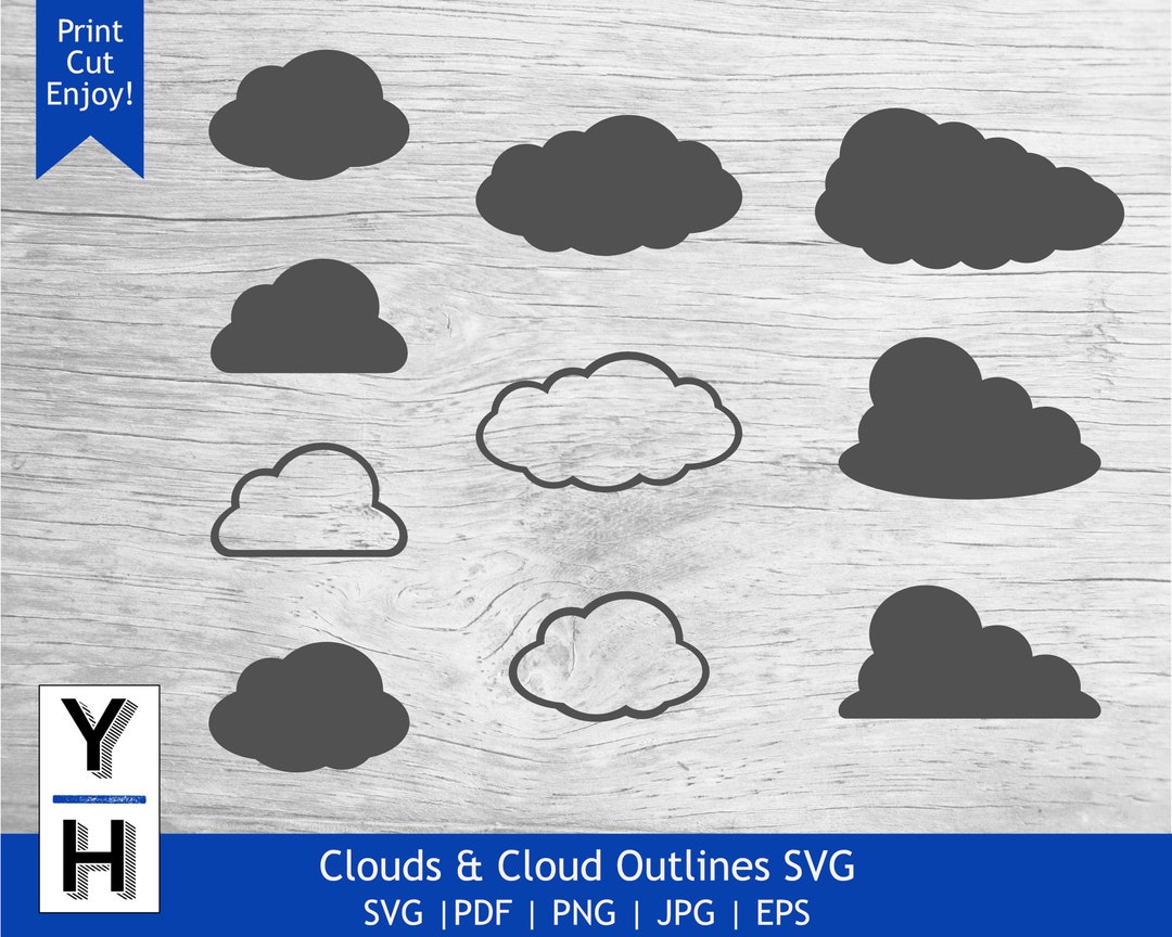 Cloud SVG Cloud Outline SVG Clouds Clipart Cloud Vector Clouds Cut File ...
