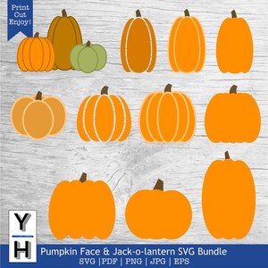 Pumpkin Face SVG Bundle | Cute Jack O Lantern SVG Bundle | Halloween ...