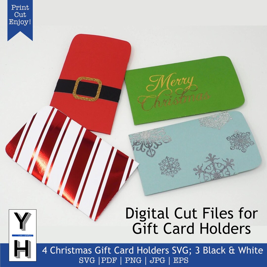 Christmas Holiday Gift Card Holder SVG Bundle Giftcard Printable With ...