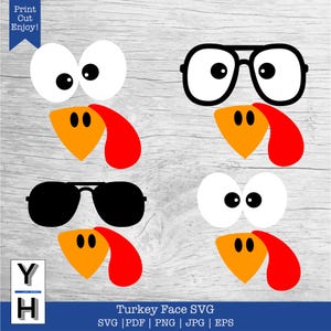 Turkey Face SVG | Turkey With Glasses PNG | Cute Turkey Clipart ...