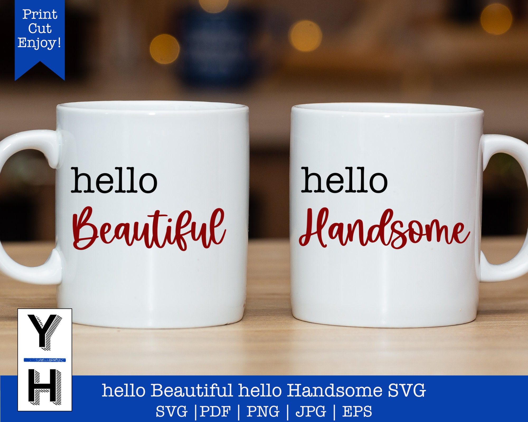 Hello Beautiful SVG Hello Handsome SVG Hey There Handsome | Etsy