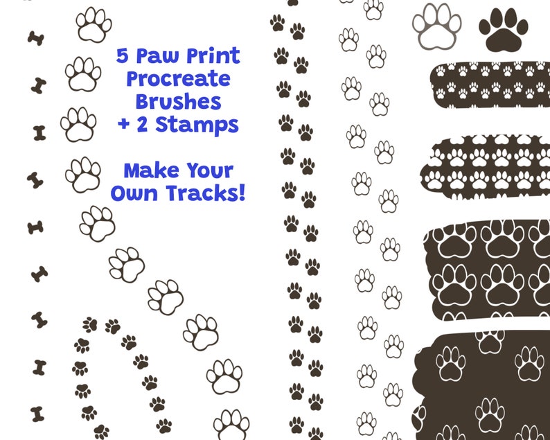 11 Dog Paw Print Procreate Brushes Paw Print Procreate - Etsy