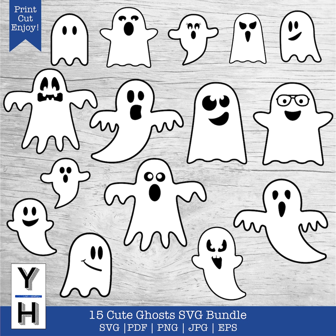 Ghost SVG Bundle | Ghost Face SVG | Cute Ghosts PNG Clipart for ...