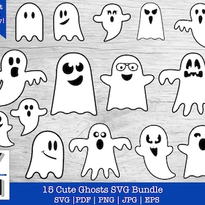 Ghost SVG Bundle | Ghost Face SVG | Cute Ghosts PNG Clipart for ...