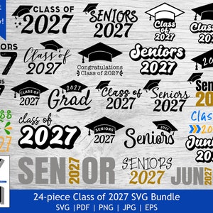 Class of 2027 SVG Bundle Senior 2027 SVG Seniors 2027 PNG Senior Jersey ...