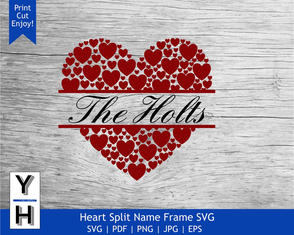 Heart Split Name Frame SVG Heart Monogram Frame SVG - Etsy
