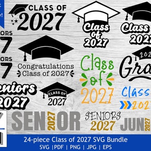 Class of 2027 SVG Bundle Senior 2027 SVG Seniors 2027 PNG Senior Jersey ...