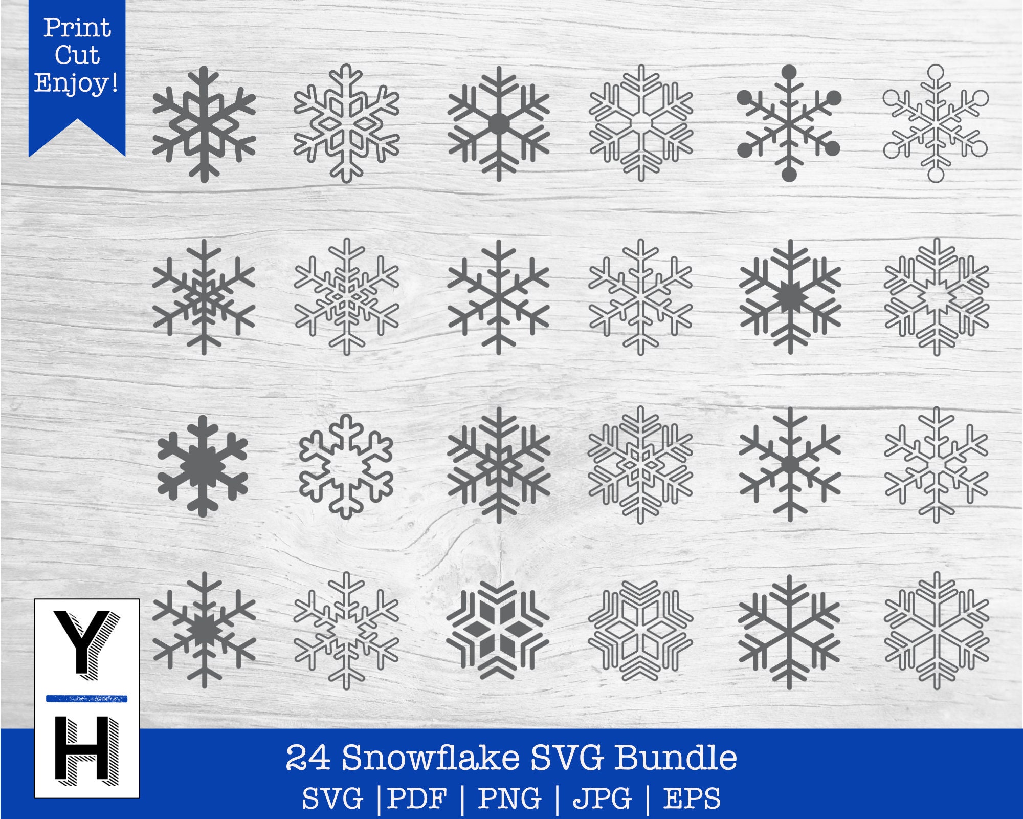 24 Snowflake SVG Bundle Snowflake Outline SVG for Cricut - Etsy