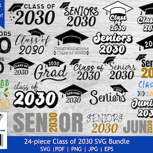 Class of 2030 SVG Bundle Senior 2030 SVG Seniors PNG Senior Jersey ...