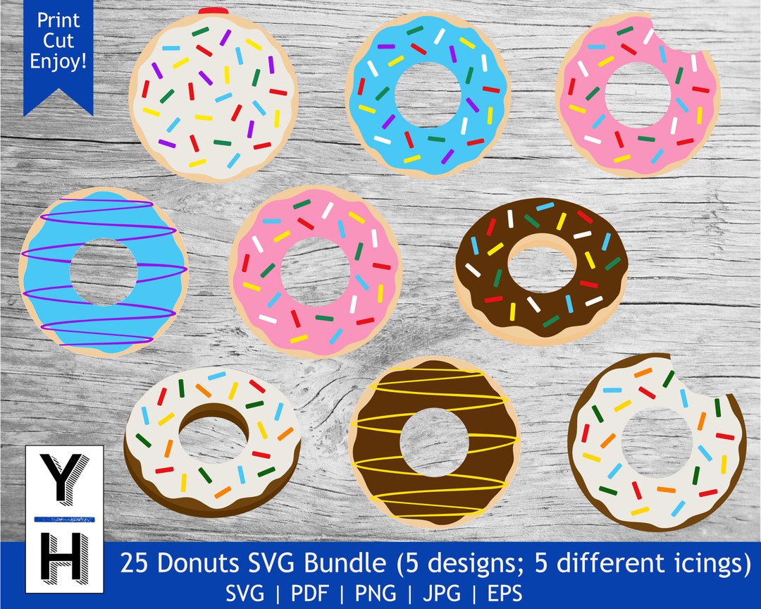 25 Donut SVG Bundle Donut With Sprinkles SVG Donut With Bite Chocolate ...