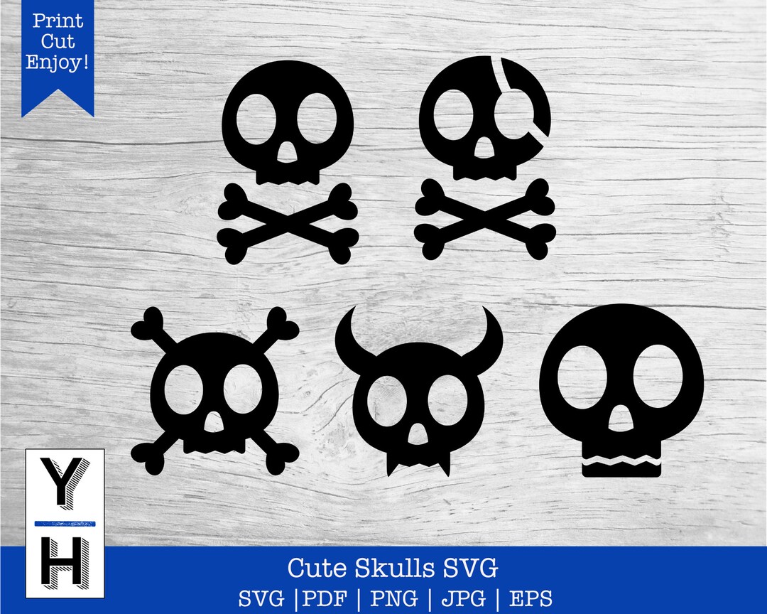 Cute Skull SVG Skulls Clipart Pirate Skull PNG Vampire - Etsy