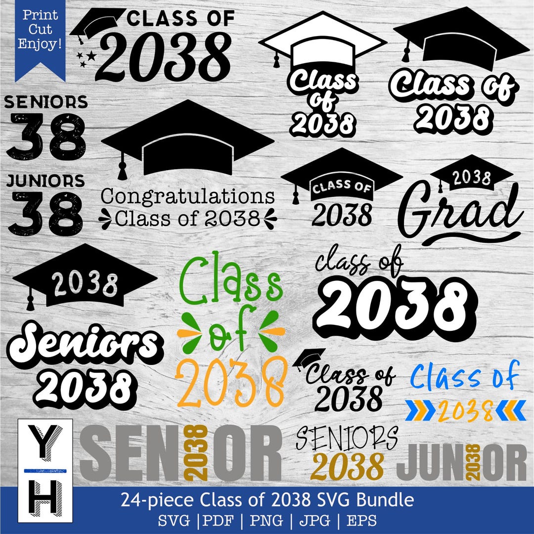 Class of 2038 SVG Bundle | Senior 2038 SVG | Seniors 2038 PNG | Senior ...