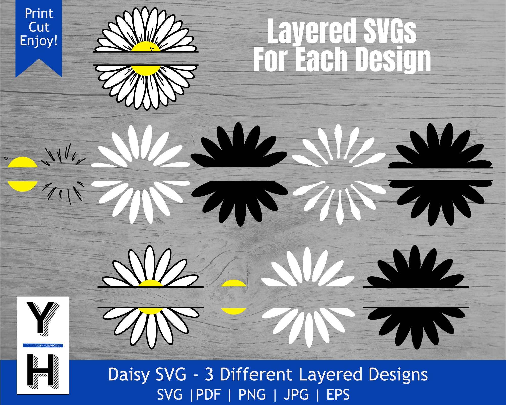 Daisy SVG Bundle Daisy Split Name Frame SVG Flower SVG - Etsy Canada