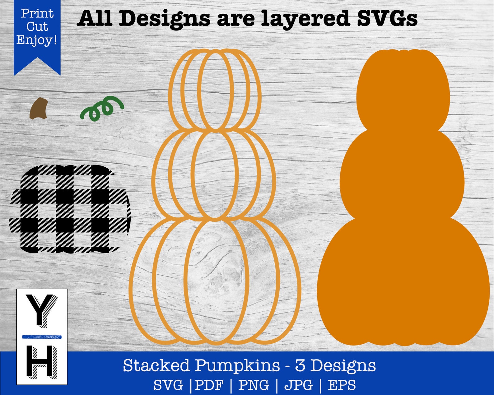 Stacked Pumpkins SVG Pumpkin Stack SVG 3 Designs PNG | Etsy