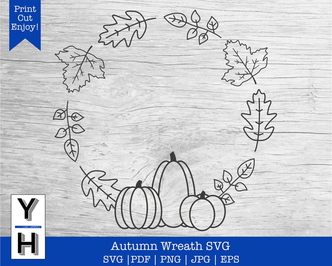 Fall Frame SVG Pumpkin Wreath Frame SVG Autumn Leaf Circle Laurel ...
