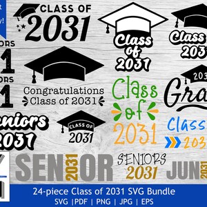 Class of 2031 SVG Bundle Senior 2031 SVG Seniors PNG Senior Jersey ...