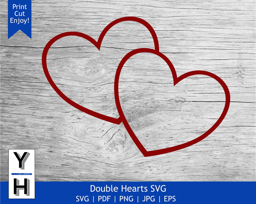 Double Hearts SVG Double Heart PNG Two Hearts SVG Twin Hearts Clipart ...