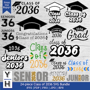 Class of 2036 SVG Bundle | Senior 2036 SVG | Seniors 2036 PNG | Senior ...