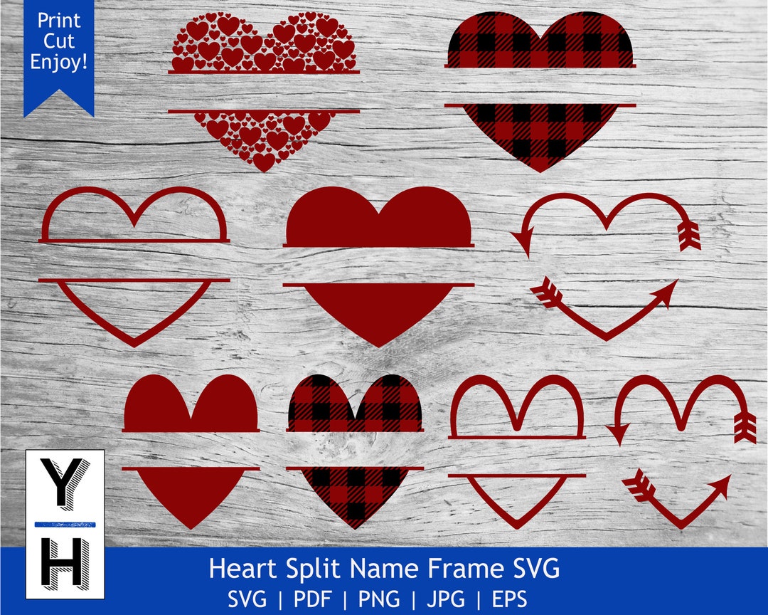 Heart Split Name Frame SVG Heart Monogram Frame SVG - Etsy