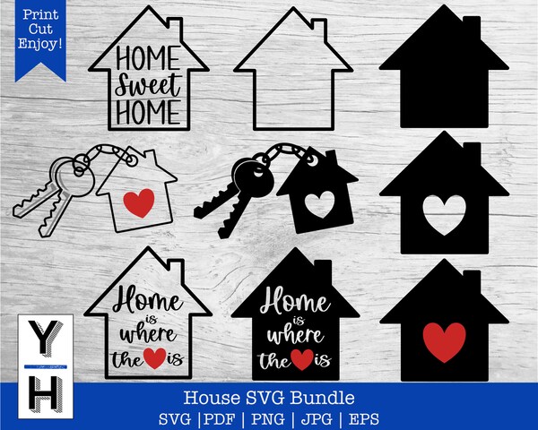 House Svg for Commercial Use, House Svg, Layered Cut File, Cute House ...