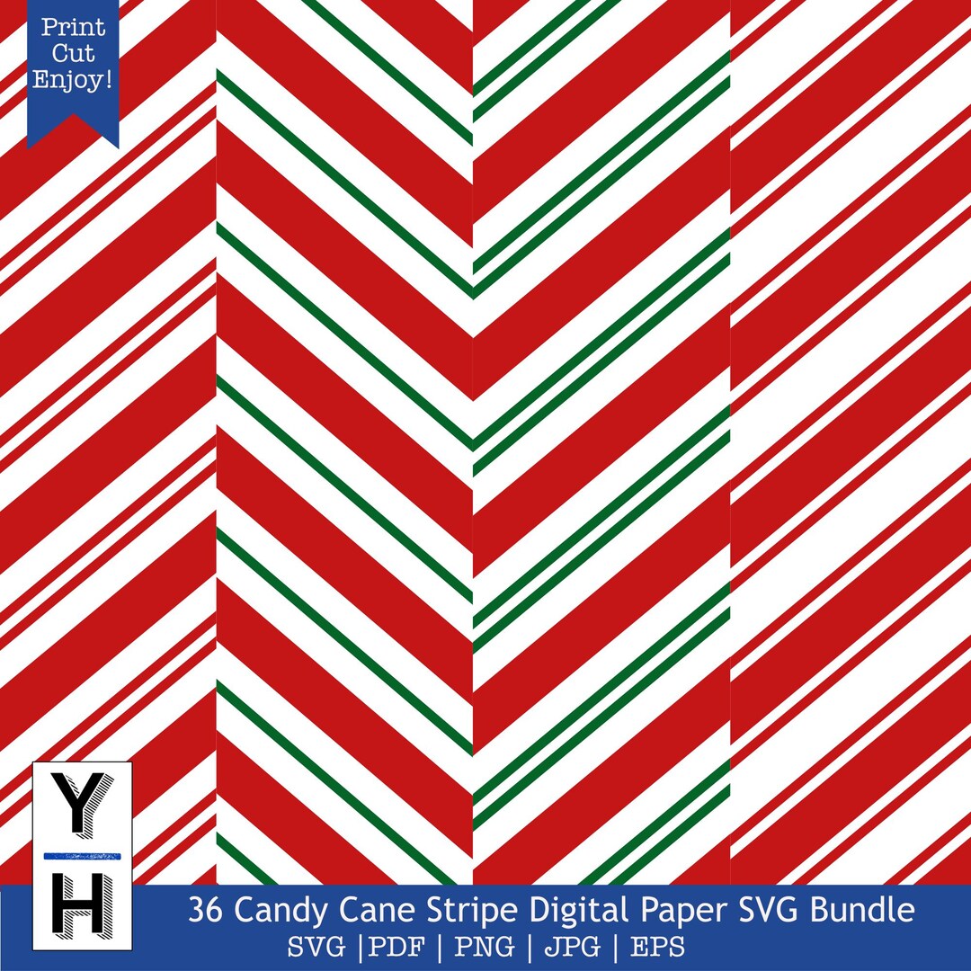 36 Piece Candy Cane Stripe Pattern Digital Paper SVG Bundle PNG ...