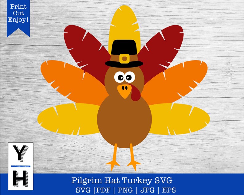 Pilgrim Hat Turkey SVG Thanksgiving Turkey PNG Cute Turkey - Etsy