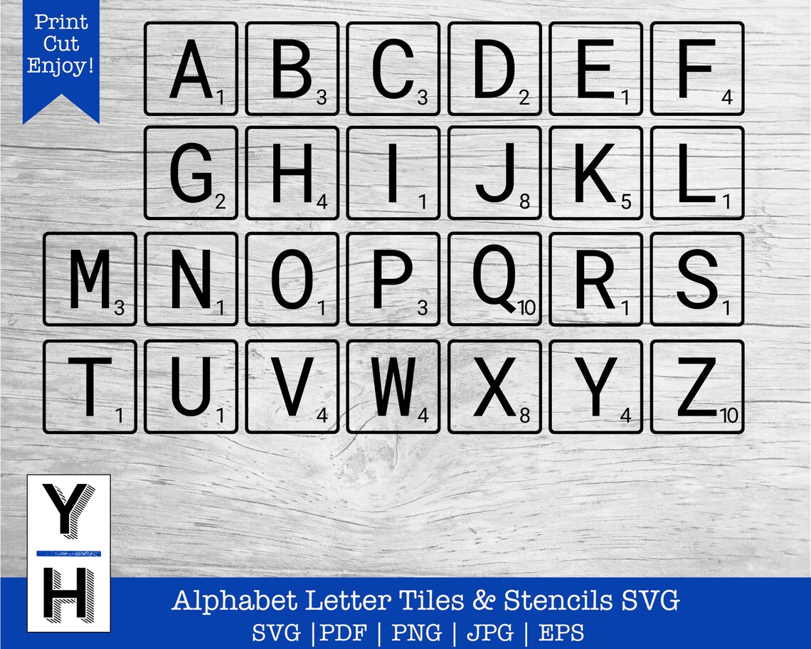 Alphabet Letter Tiles SVG Alphabet Tiles for Family Name - Etsy